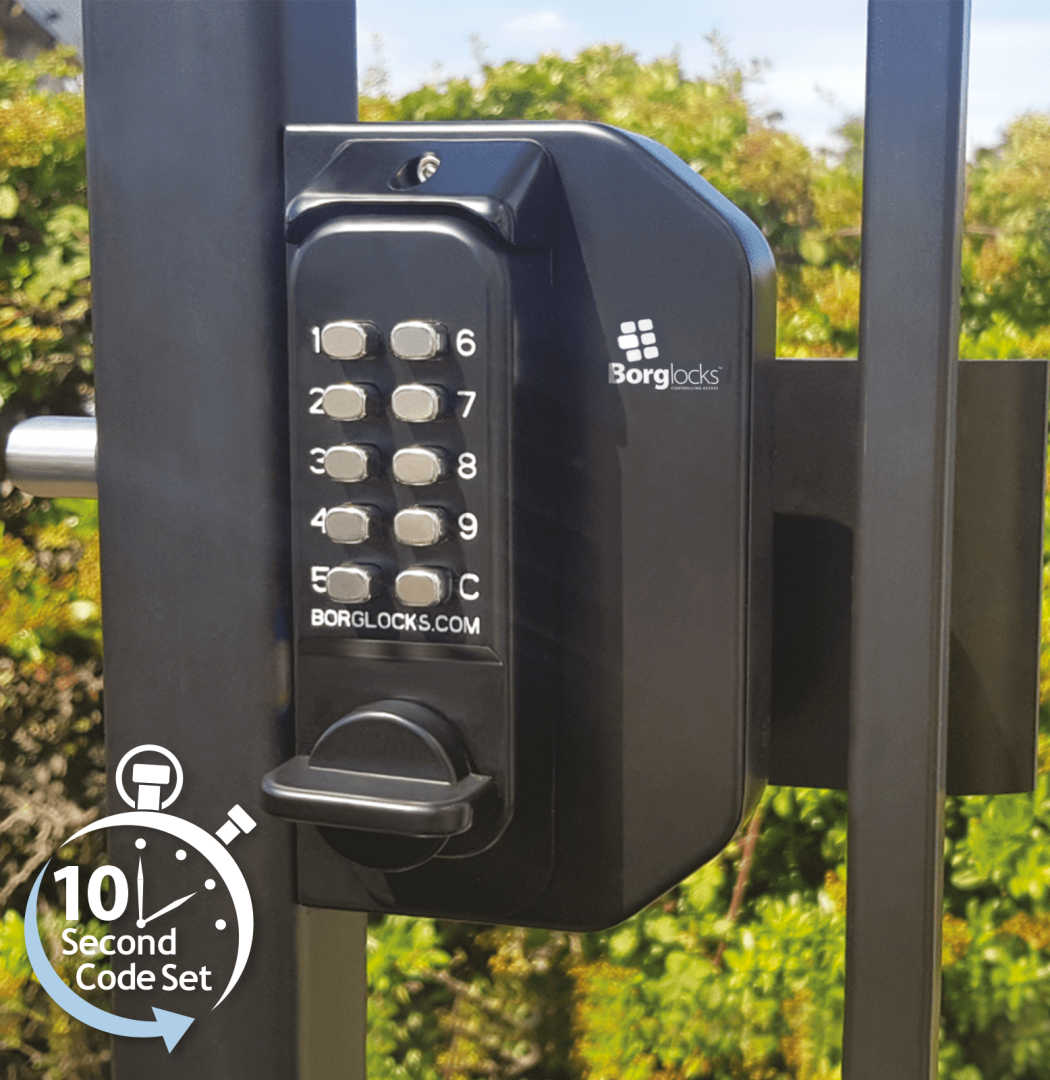 BL3080 – Mini gate lock with knob keypad, inside push/pull pad ...
